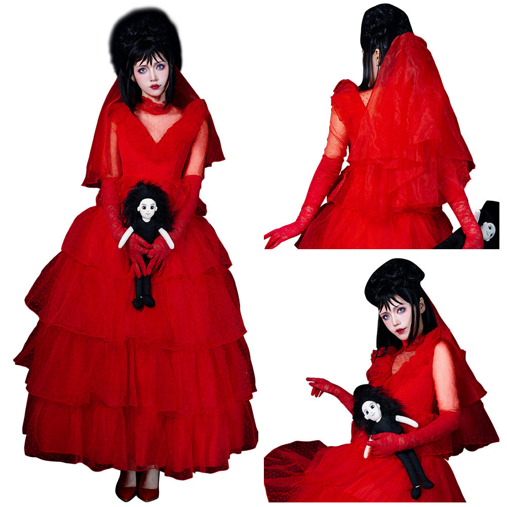 Movie Beetlejuice Lydia Deetz / Beetlejuice Cosplay Costume Red Weddin