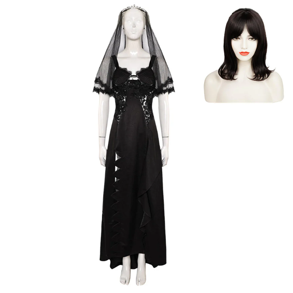 Beetlejuice 2024 Astrid Deetz Women Black Wedding Dress Party Carnival