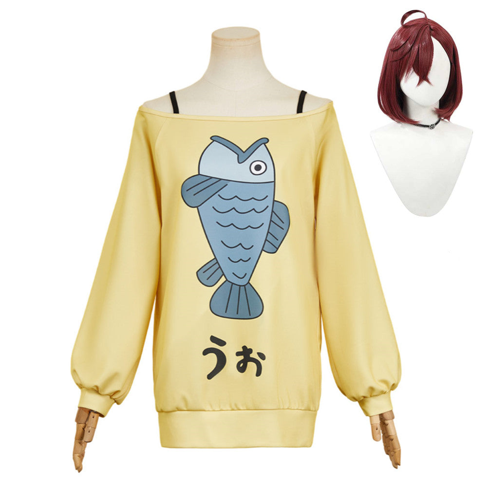 Momo Ayase Yellow Printed Top Carnival Halloween Cosplay Costume