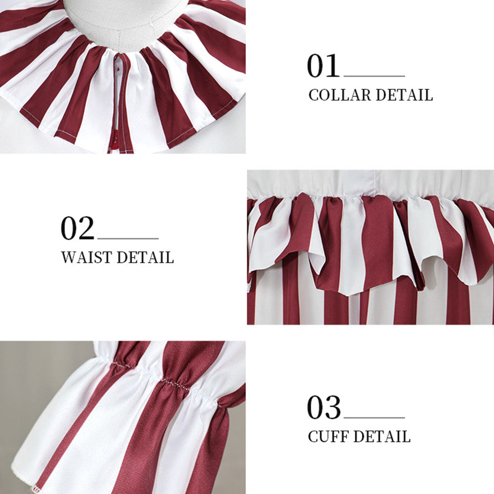 Clown in a Cornfield Flando Red Clown Outfit Carnival Halloween Cospla