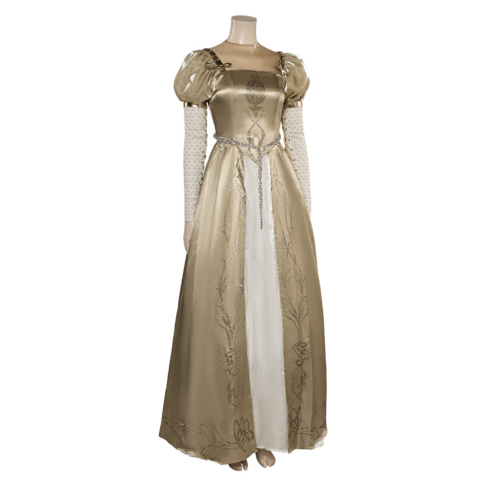 Damsel 2024 Princess Elodie Women Golden Dress Party Carnival Hallowee