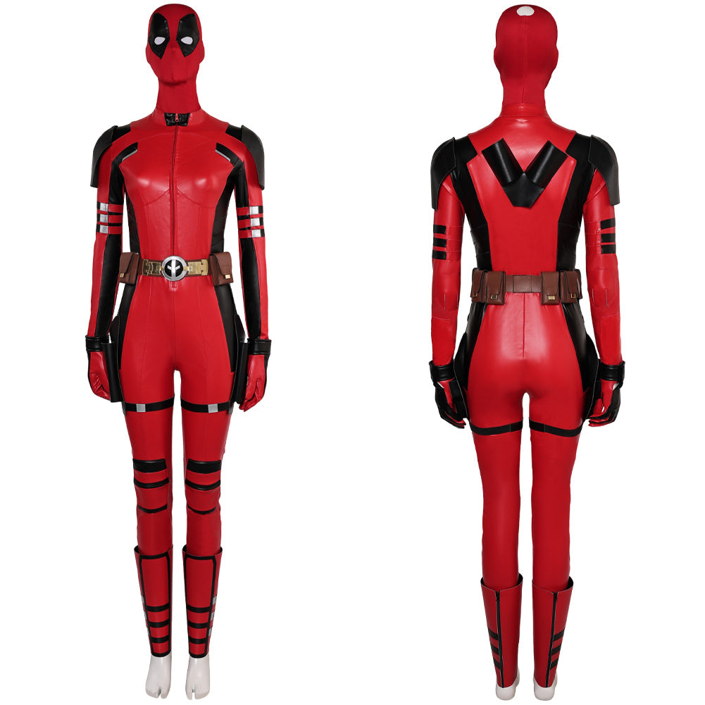 DPool 2024 Ladypool Red Jumpsuit Full Set Party Carnival Halloween Cos