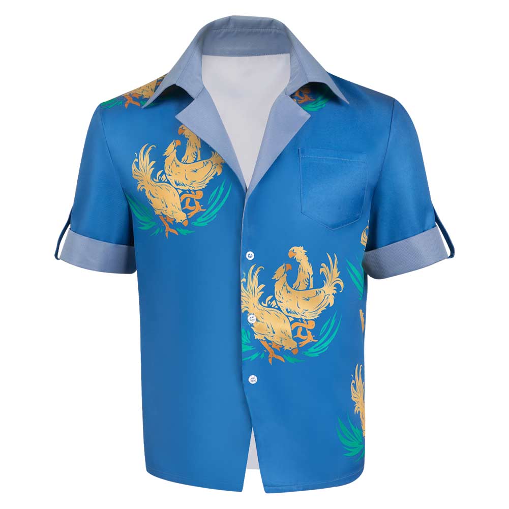 FF Cloud Chocobo Blue Shirt Party Carnival Halloween Cosplay Costume