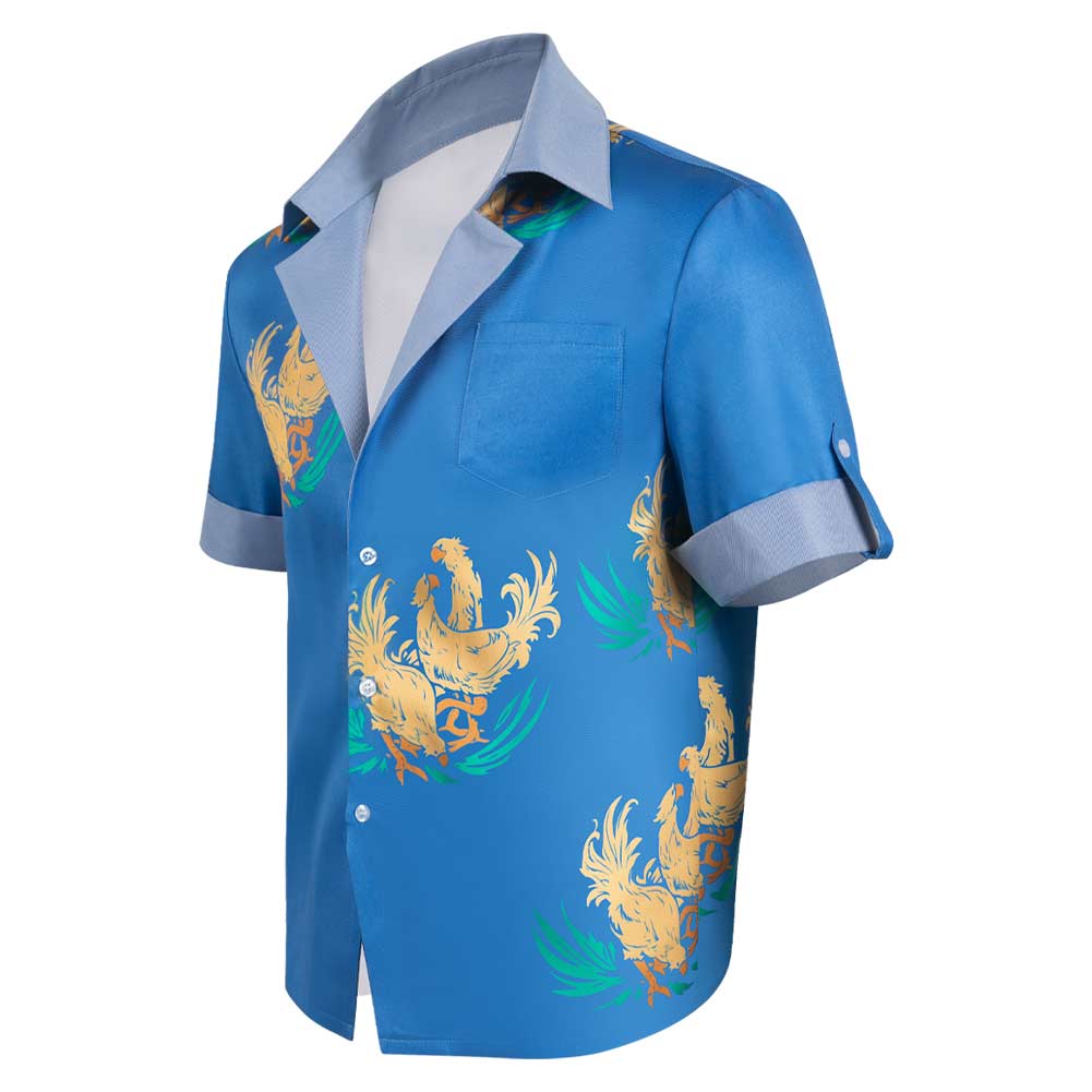 FF Cloud Chocobo Blue Shirt Party Carnival Halloween Cosplay Costume