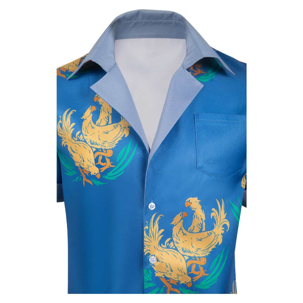 FF Cloud Chocobo Blue Shirt Party Carnival Halloween Cosplay Costume
