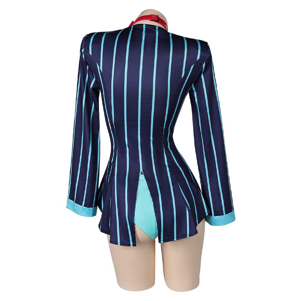 Hazbin Hotel Vox Women Blue Sexy Suit Party Carnival Halloween Cosplay