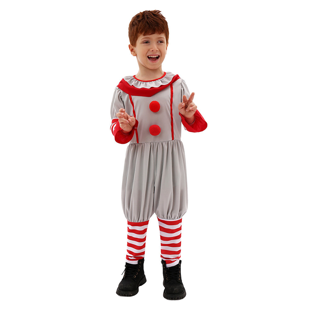 It Pennywise Kids Children Grey Jumpsuit Party Carnival Halloween Cosp