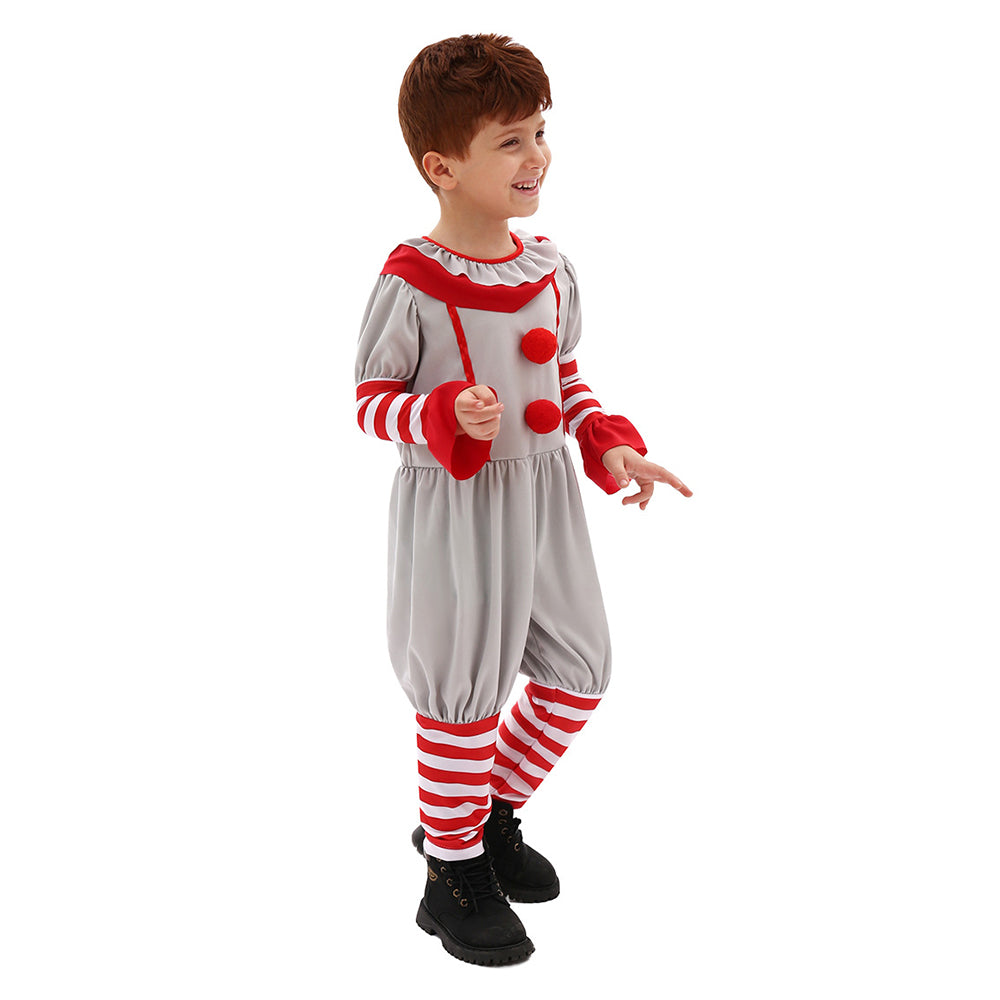 It Pennywise Kids Children Grey Jumpsuit Party Carnival Halloween Cosp