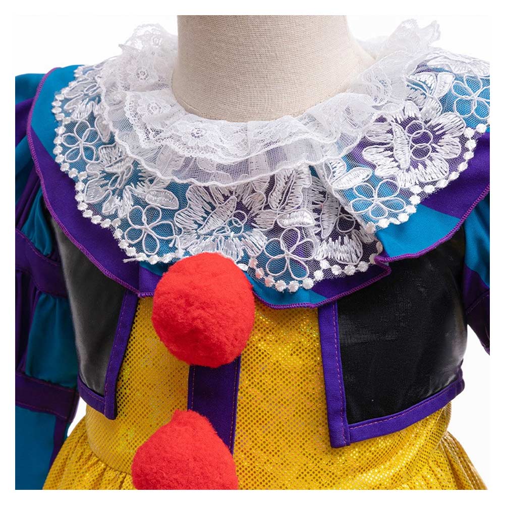 IT Pennywise Kids Children Yellow Dress Party Carnival Halloween Cospl