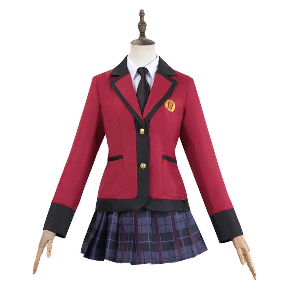 Kakegurui: Compulsive Gambler Yumeko Jabami Women Red Dress Uniform Co