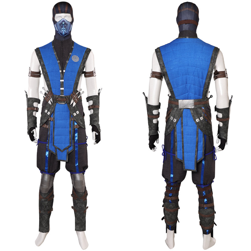 Mortal Kombat Sub-Zero Blue Outfit Full Set With Mask Carnival Hallowe