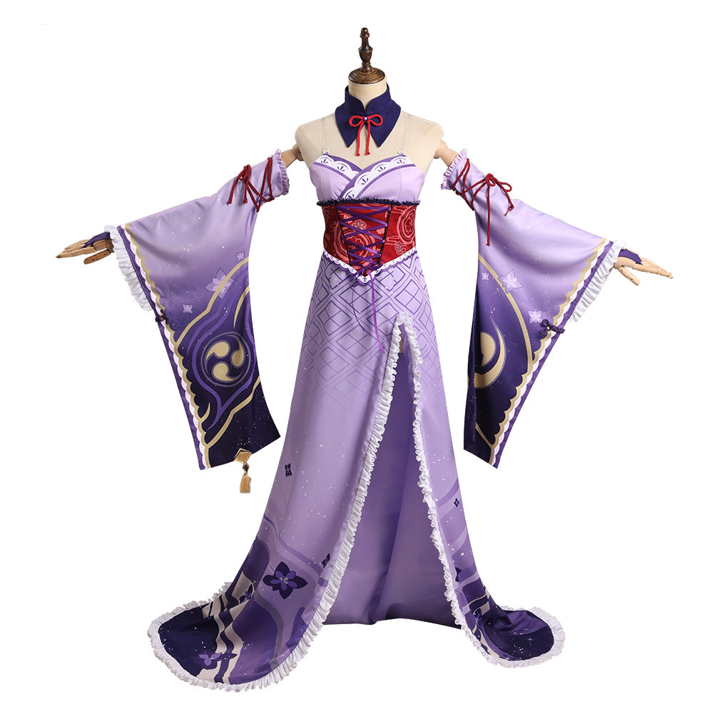 Genshin Impact Raiden Shogun Cosplay Costume Witch Dress Outfits Hallo