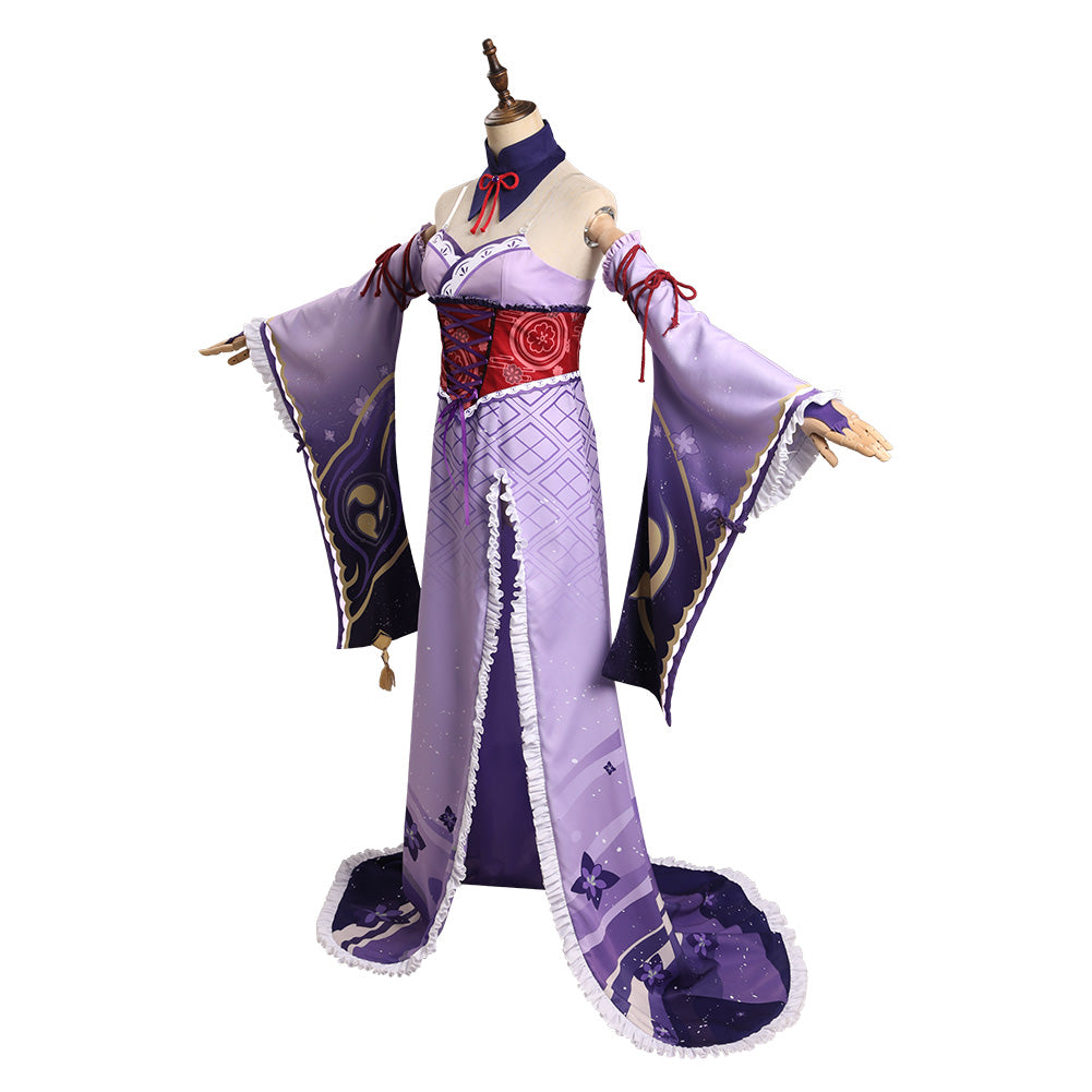 Genshin Impact Raiden Shogun Cosplay Costume Witch Dress Outfits Hallo