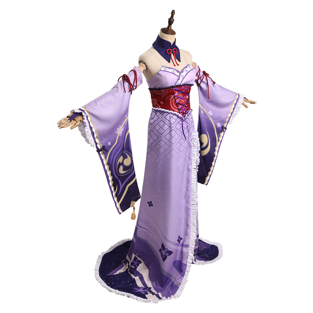 Genshin Impact Raiden Shogun Cosplay Costume Witch Dress Outfits Hallo
