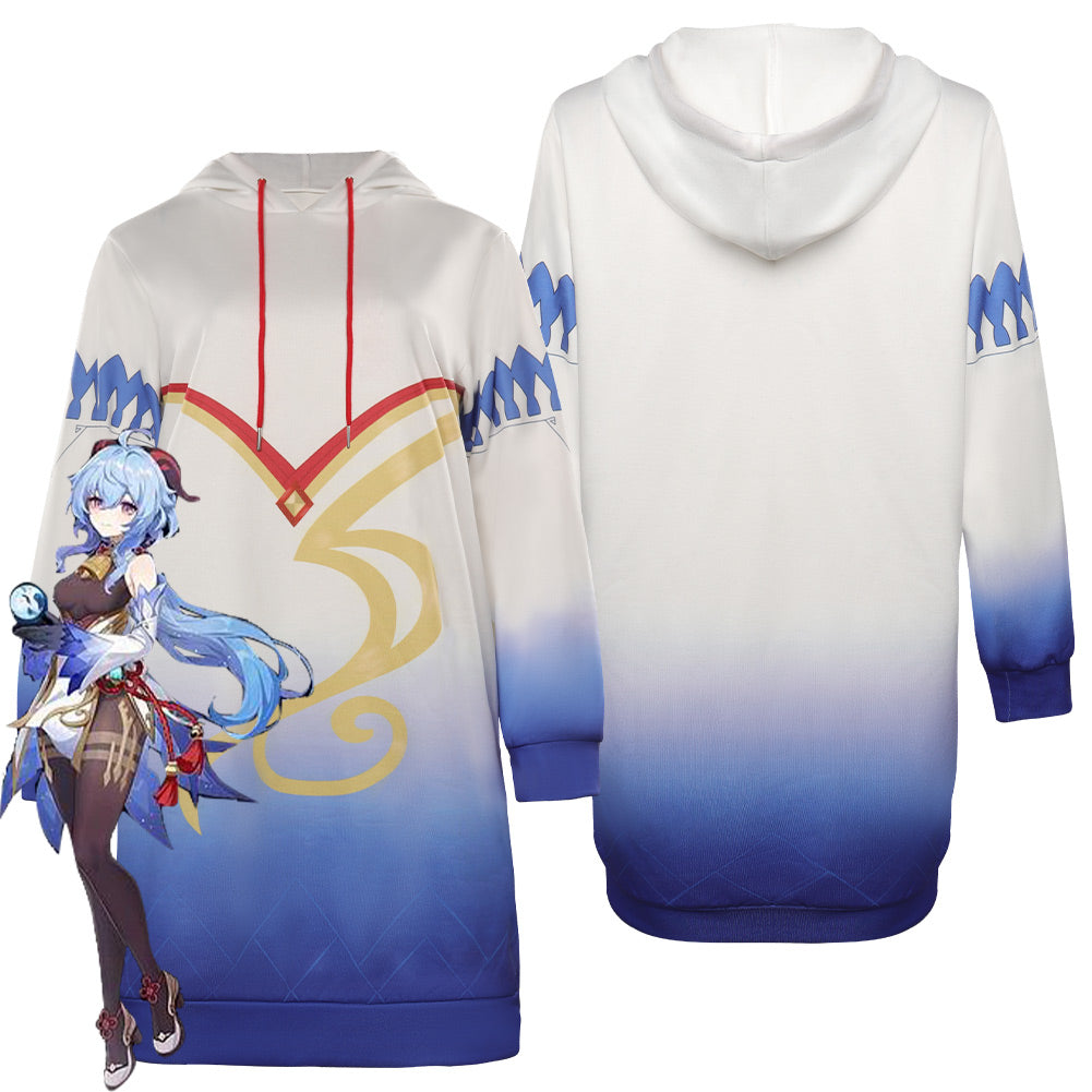 Genshin Impact-Ganyu Cosplay Costume Original Design Long Hoodie Outfi
