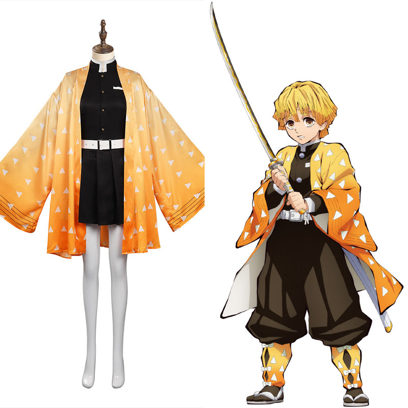 Women Agatsuma Zenitsu Cosplay Costume Outfits Halloween Carnival Suit