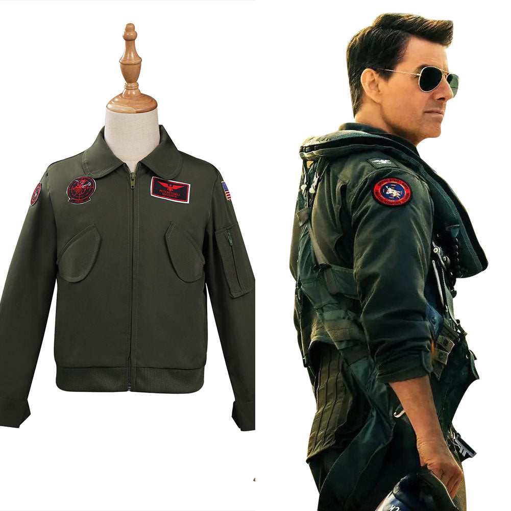 Kids Children Top Gun: Maverick Cosplay Costume Bomber Jacket Outfits