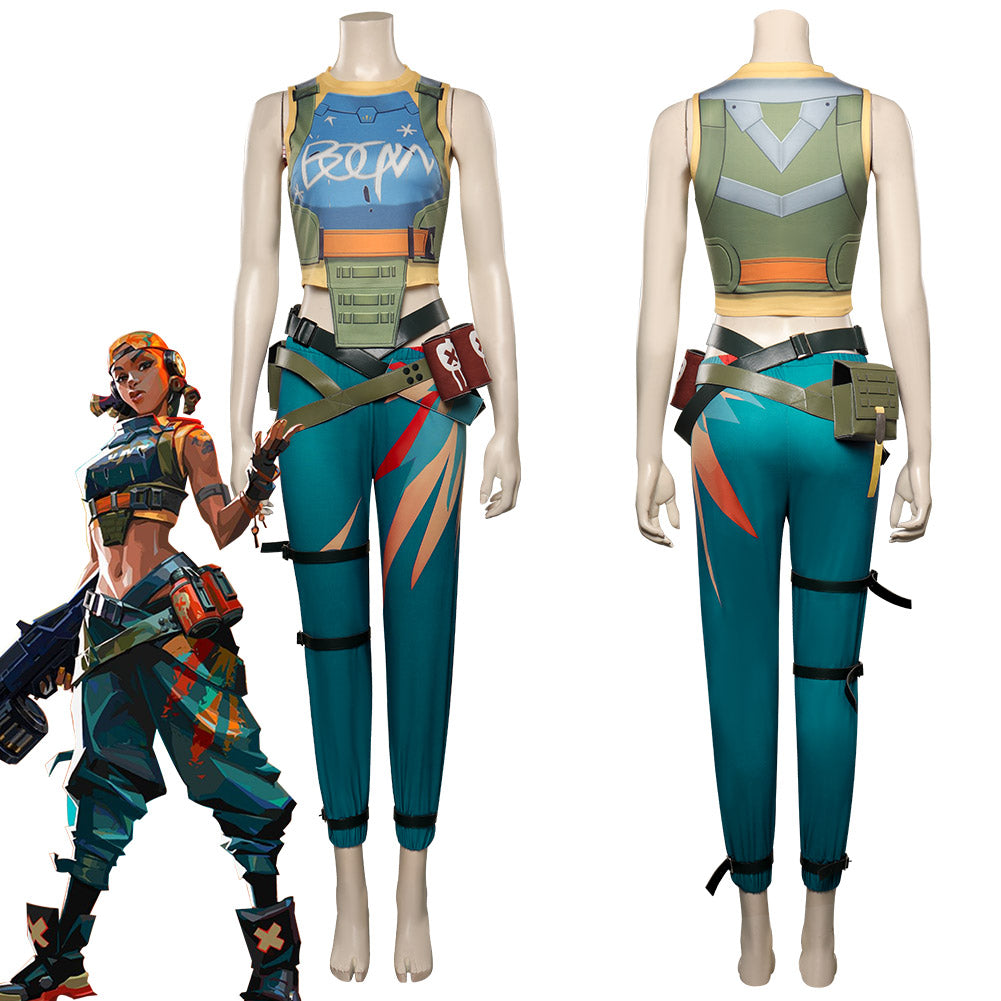 Valorant Raze Cosplay Costume T-shirt Pants Hat Outfits Halloween Carn