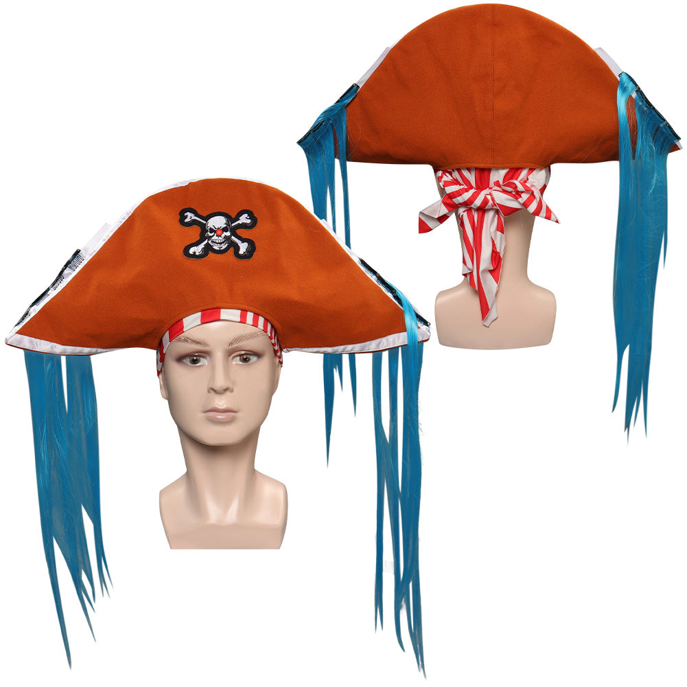 One Piece Buggy Orange Pirate Hat Headgear Party Carnival Halloween Co