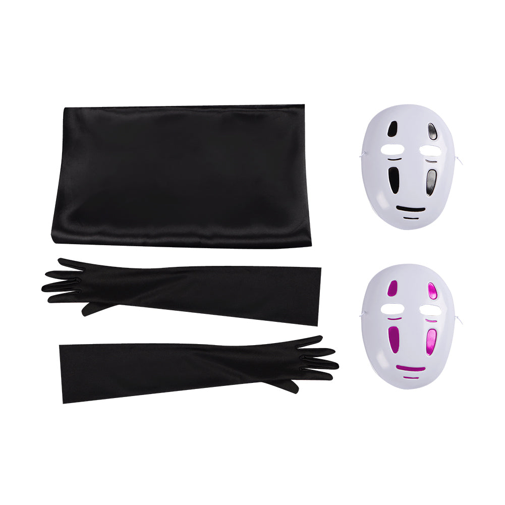 Spirited Away No Face Men Black Cloak Tailcoat Party Carnival Hallowee