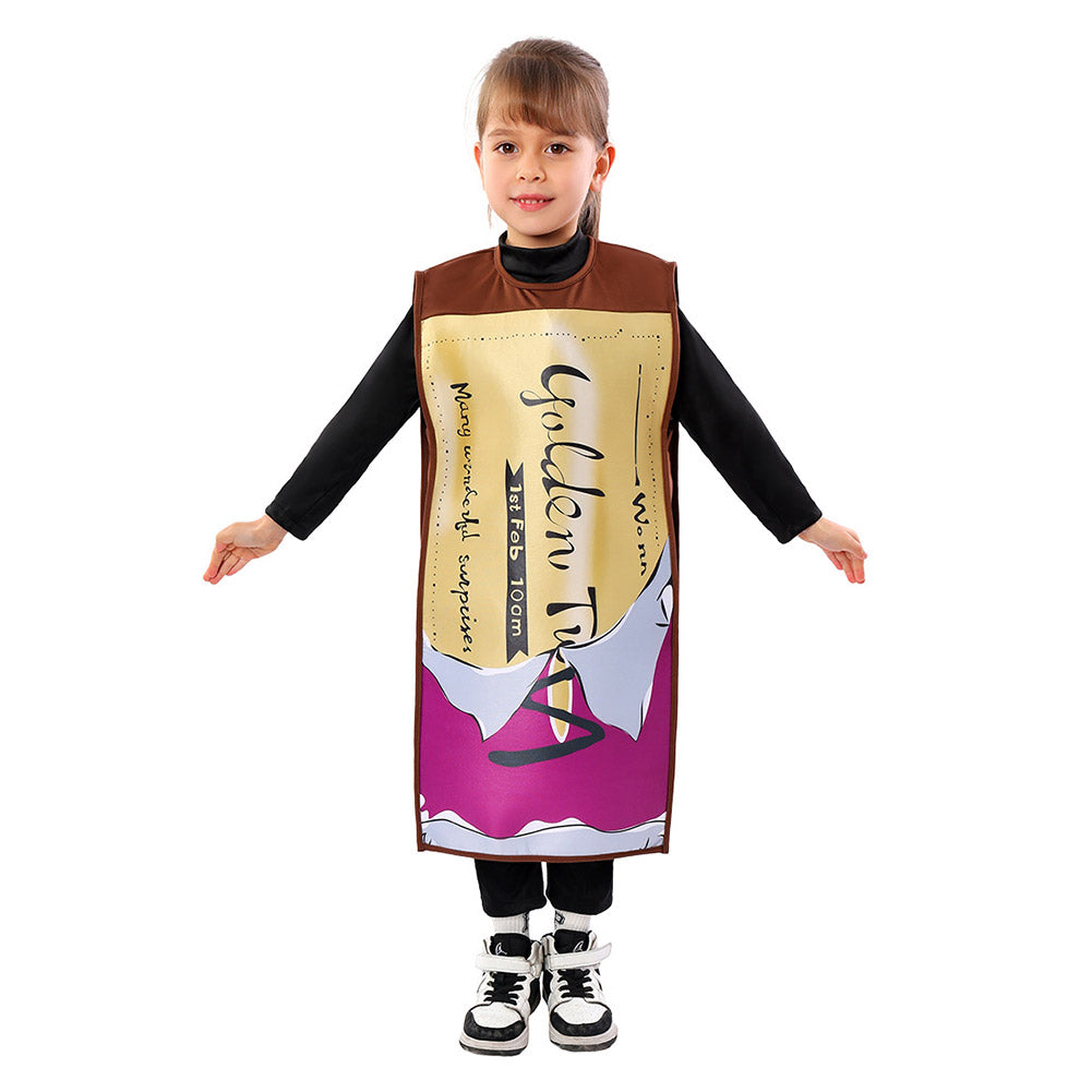 Charlie and the Chocolate Factory Kids Children Gold Coupon Cosplay Co