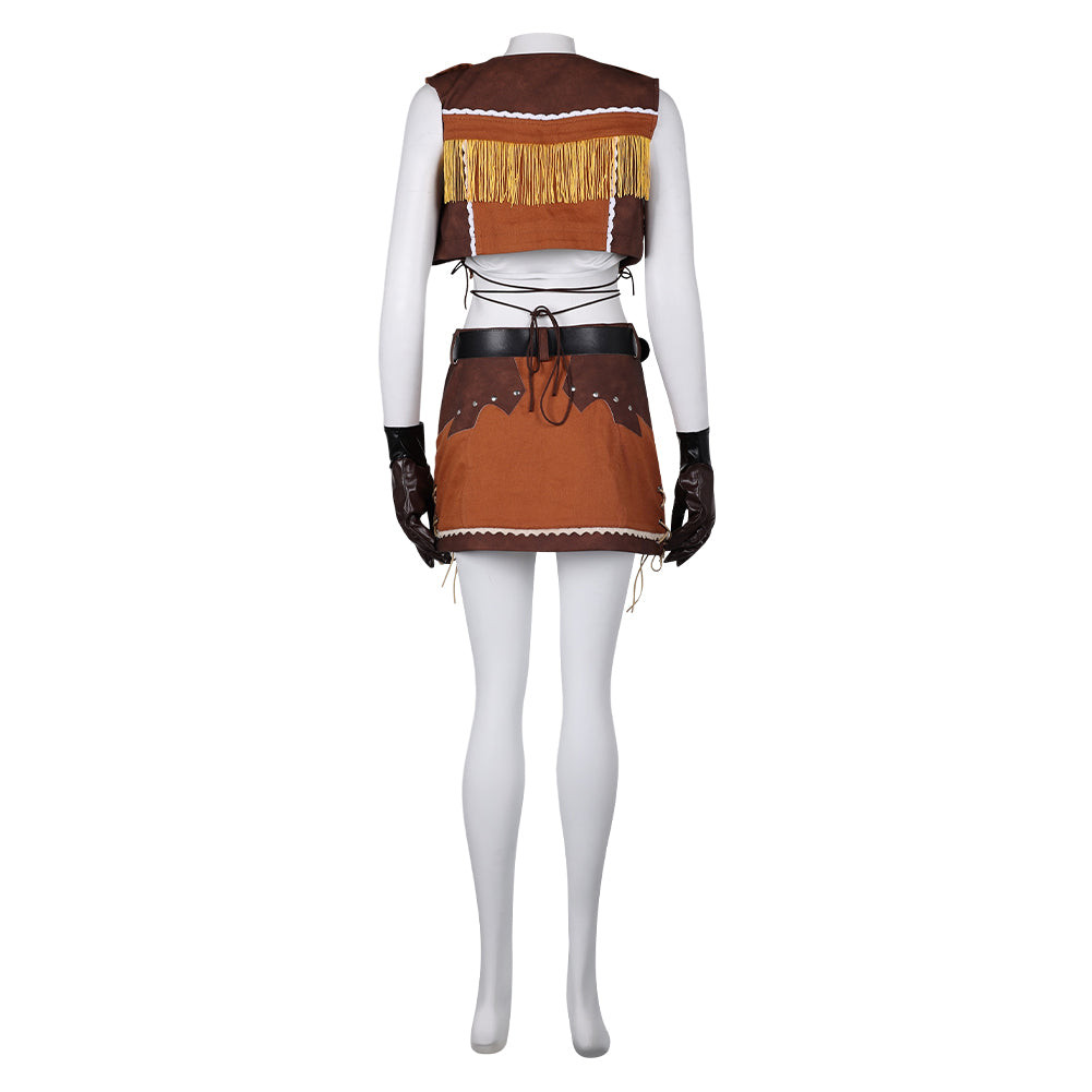 FF VII Tifa Lockhart Women Brown Suit Party Carnival Halloween Cosplay