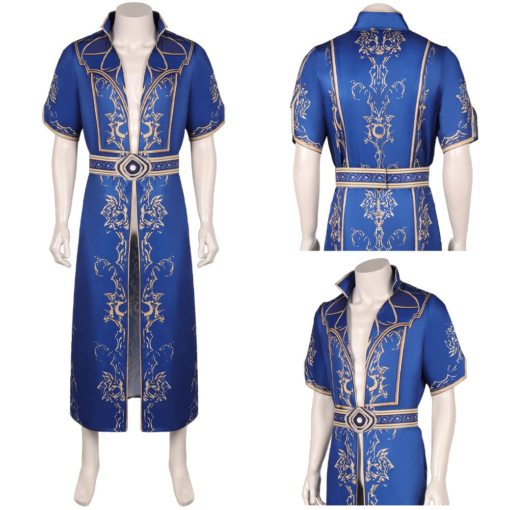 Baldur's Gate Gale Blue Printed Coat Outfits Party Carnival Halloween