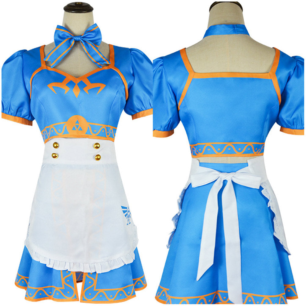 The Legend of Zelda Blue Maid Dress Outfits Party Carnival Halloween C