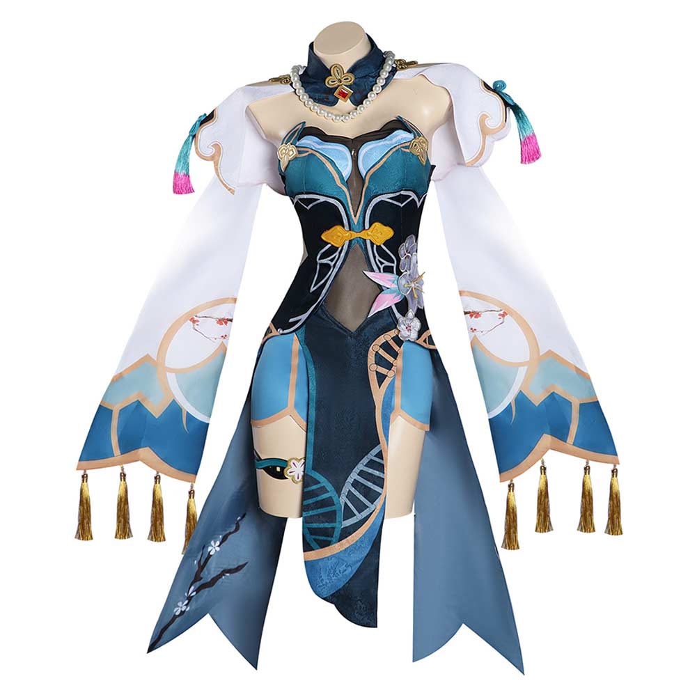 Honkai: Star Rail Ruan Mei Women Blue Dress Outfit Party Carnival Hall