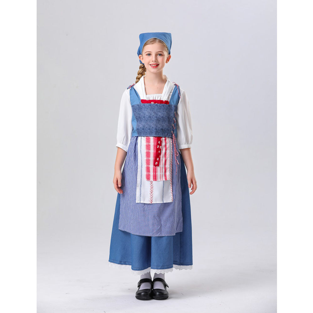 Belle Kids Children Maid Dress Outfit Party Carnival Halloween Cosplay
