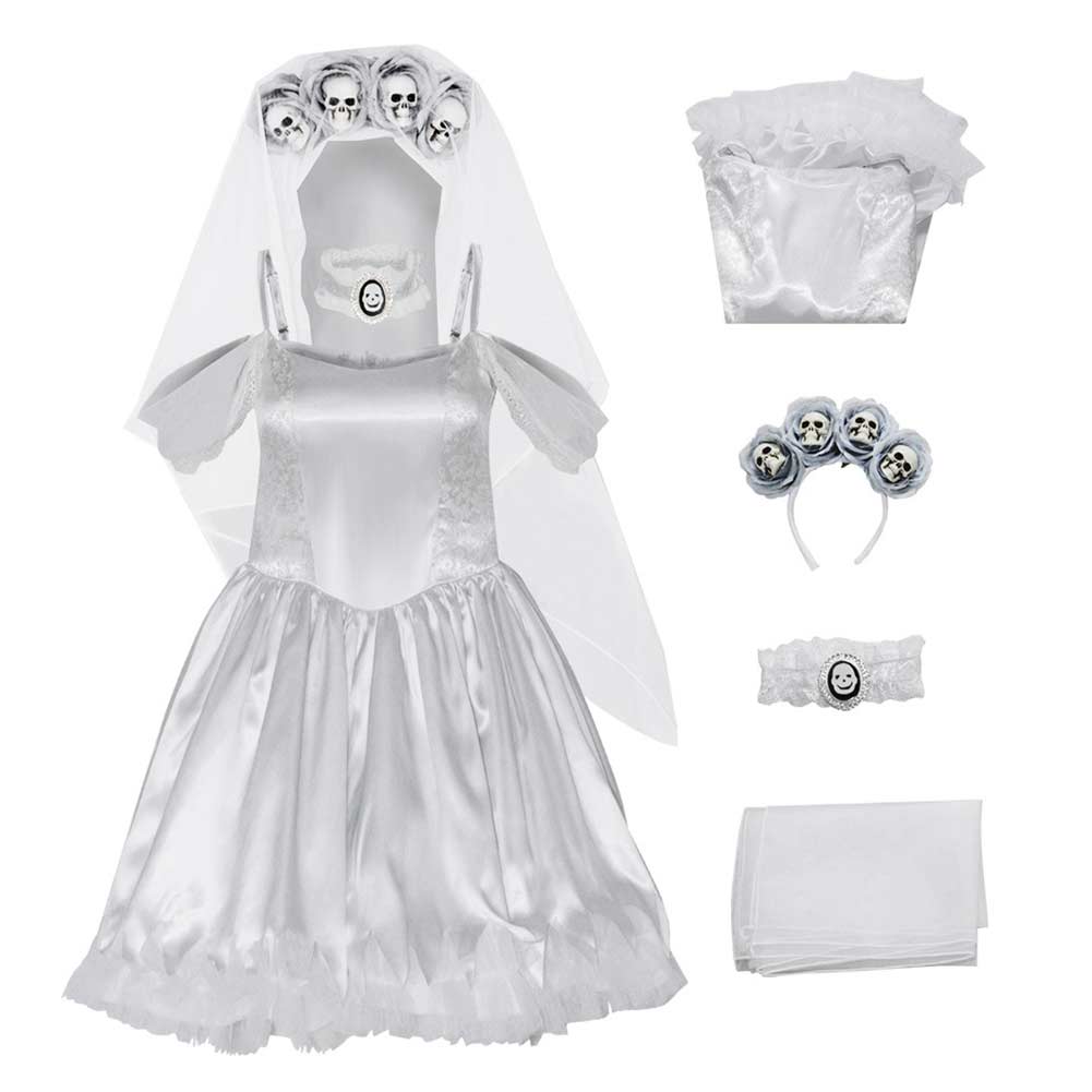 Tim Burton‘s Corpse Bride Emily White Women Dress Party Carnival Hallo